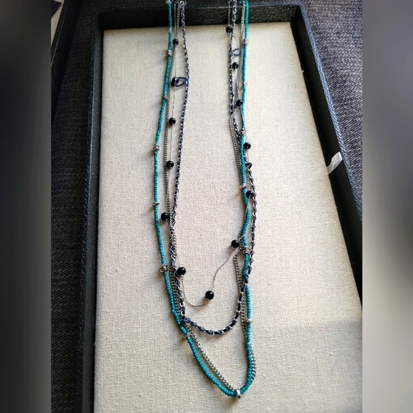 Jewelry | Layered Necklaces Navy Blue Turquoise Silver | Poshmark